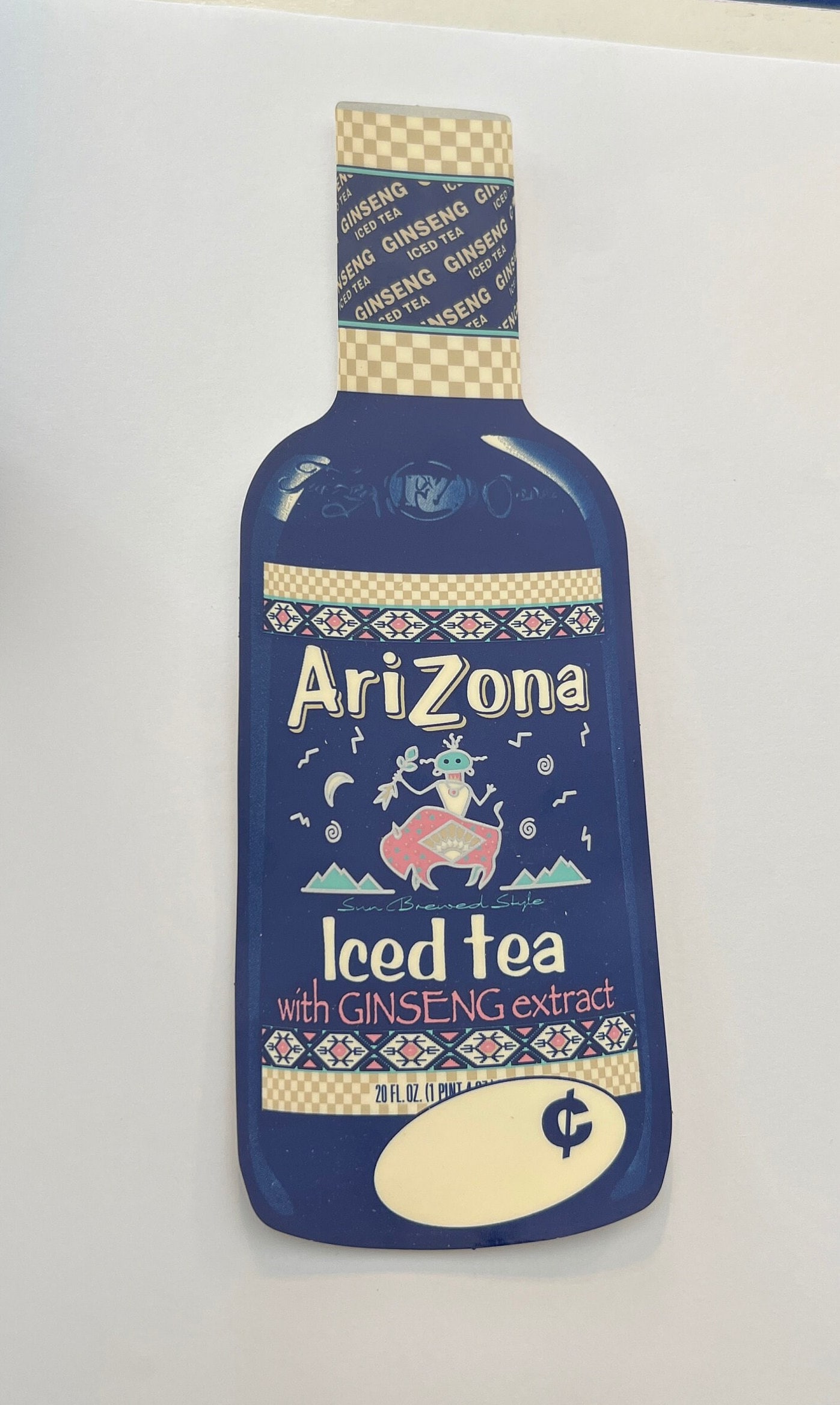 9” Vintage Arizona Iced Tea Promo Sticker Decal Ginseng Blue Bottle 90 ...
