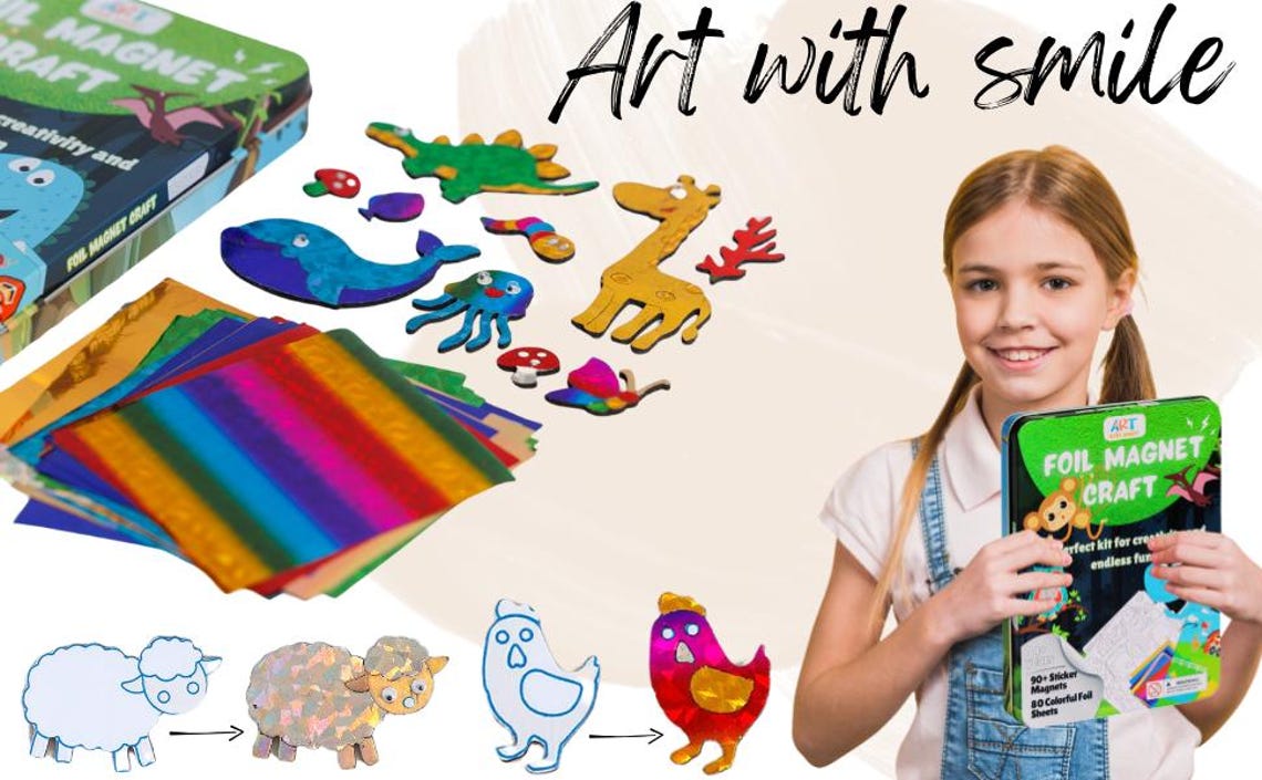 Foil Fun Kit for Kids - Reusable Animal Foil Art for Girls & Boys, DIY ...