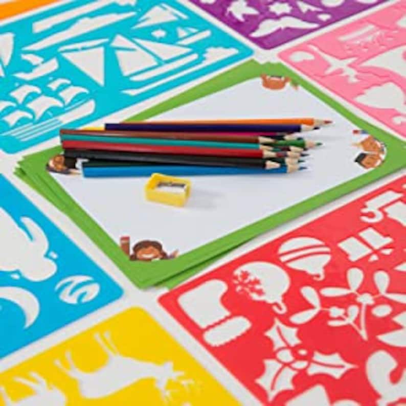 Drawing Stencils for Kids Kit & Carry Case – Child-safe With 55 Pieces ...