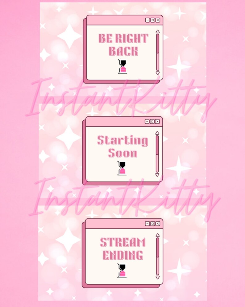 Stream Loading Waiting Ending Screens Pink Kawaii Windows Retro Overlay ...