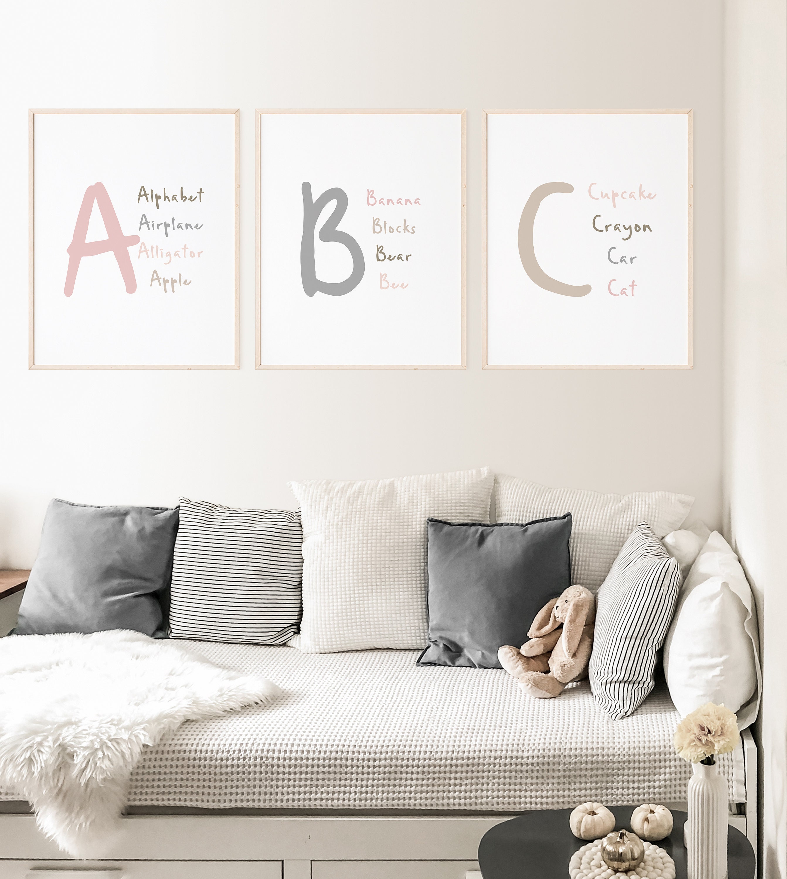3 Piece Alphabet Learning Wall Art, Educational ABC Learning Words ...