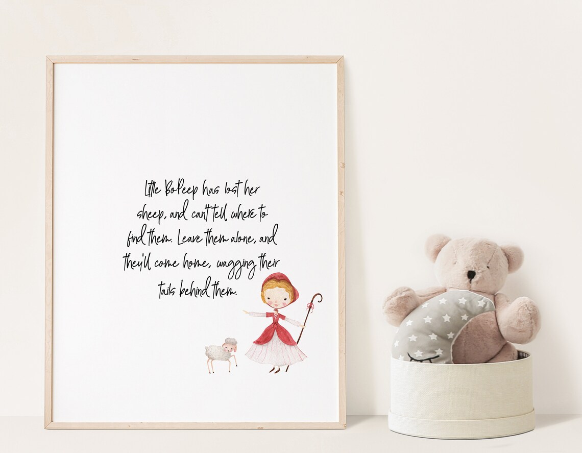Nursery Rhyme Little Bo Peep Printable Watercolor Wall Art - Etsy