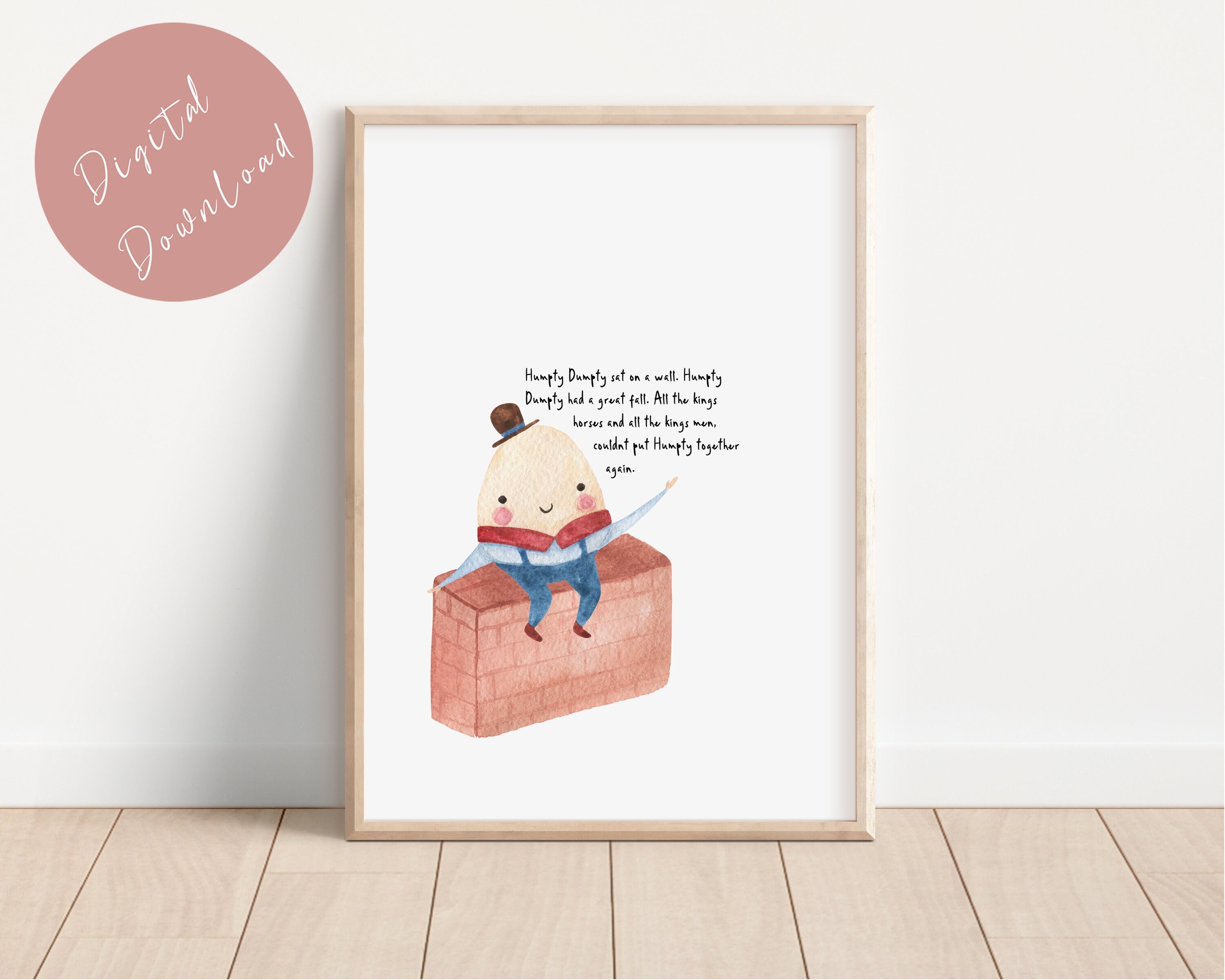 Nursery Rhyme Humpty Dumpty Printable Watercolor Wall Art - Etsy