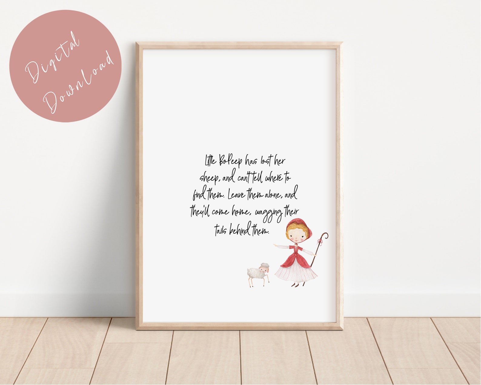 Nursery Rhyme Little Bo Peep Printable Watercolor Wall Art - Etsy