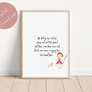Nursery Rhyme Little Bo Peep Printable Watercolor Wall Art - Etsy