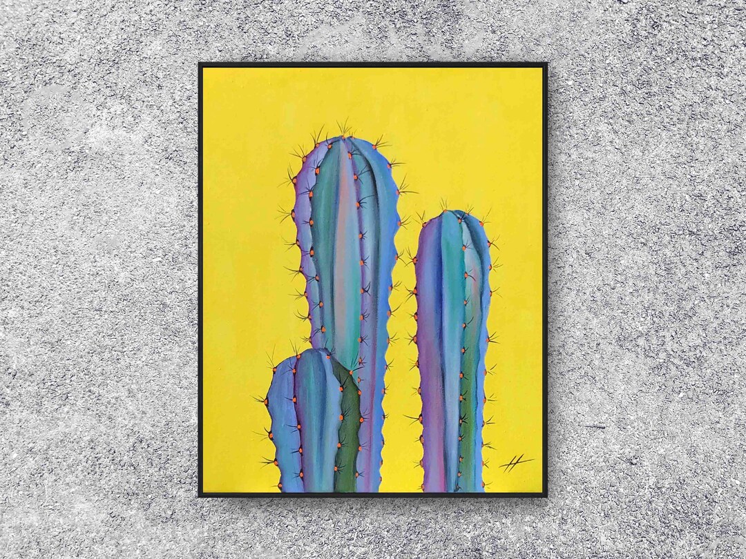 Original Oil Mexican Painting Cactus Flower Art | Arizona Cactus ...