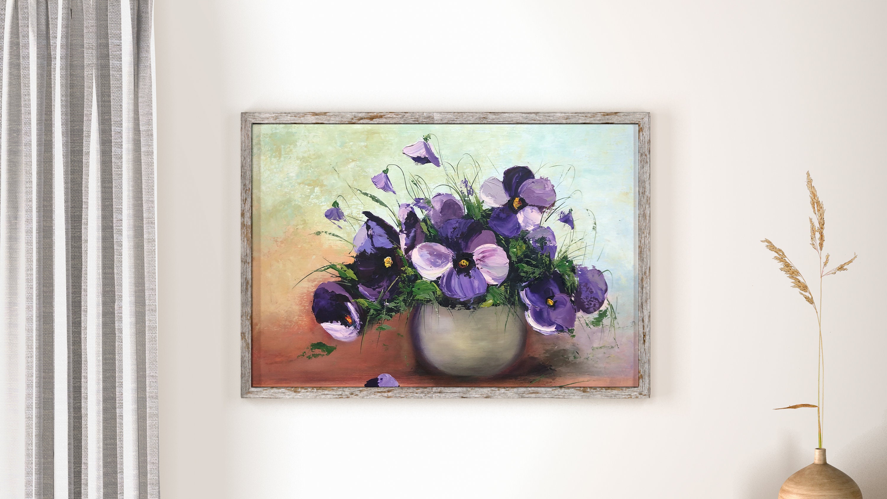 Wall Décor Impasto Original Still Life Oil Colorful Irises Painting ...