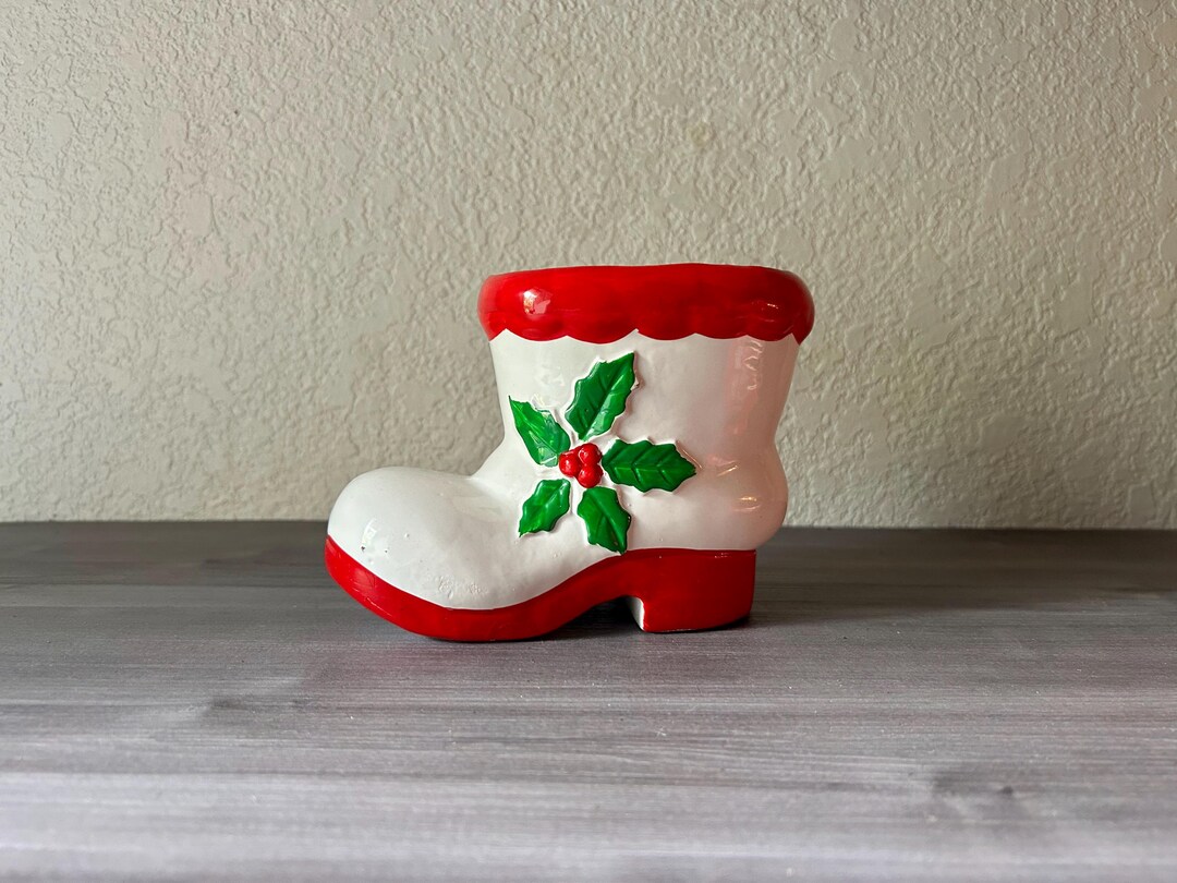 Vintage Relpo Santa Claus Boot Planter Holder Porcelain Christmas ...