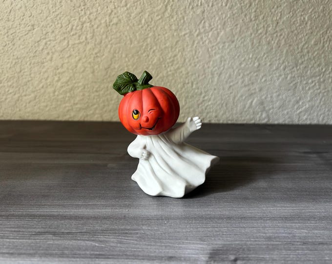 Vintage Halloween Decor, Vintage 1980s Halloween Pumpkin Winking Ghost ...