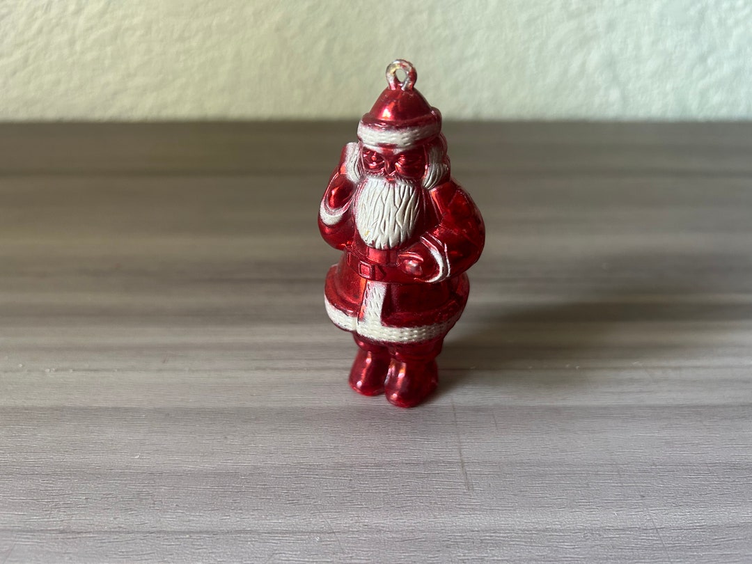 Vintage Christmas Hard Plastic Santa Ornament, Mid Century Santa Claus ...