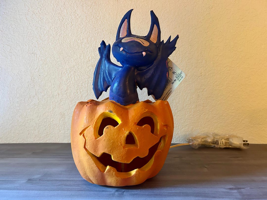 Vintage Halloween Bat Jack O Lantern Pumpkin, Trendmasters Plastic ...