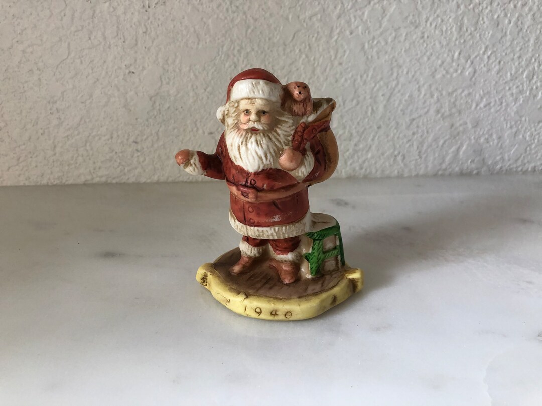 Vintage 1940 Santa Through Years Hand Painted Porcelain Figurine - Etsy