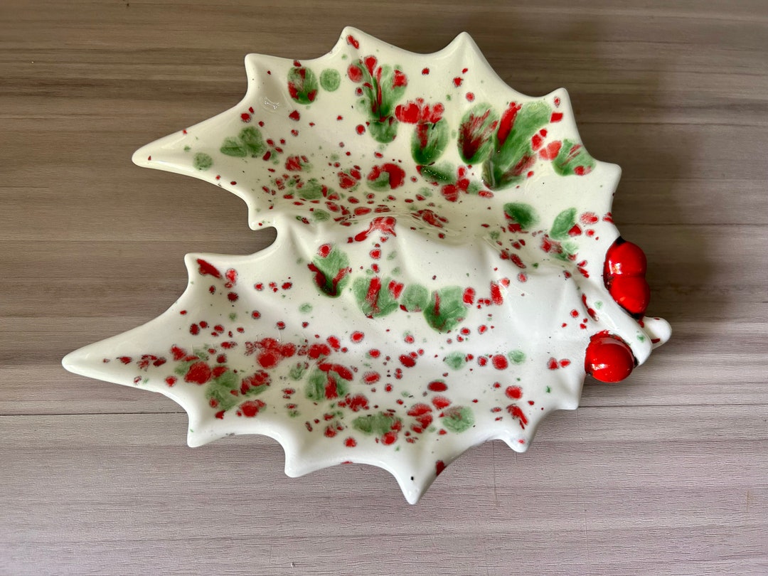 Vintage Christmas, Vintage Retro Handmade Christmas Splatter Ceramic ...