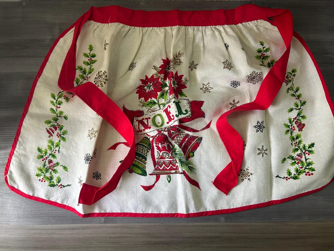 Vintage Christmas Apron Noel Christmas Bells - Etsy