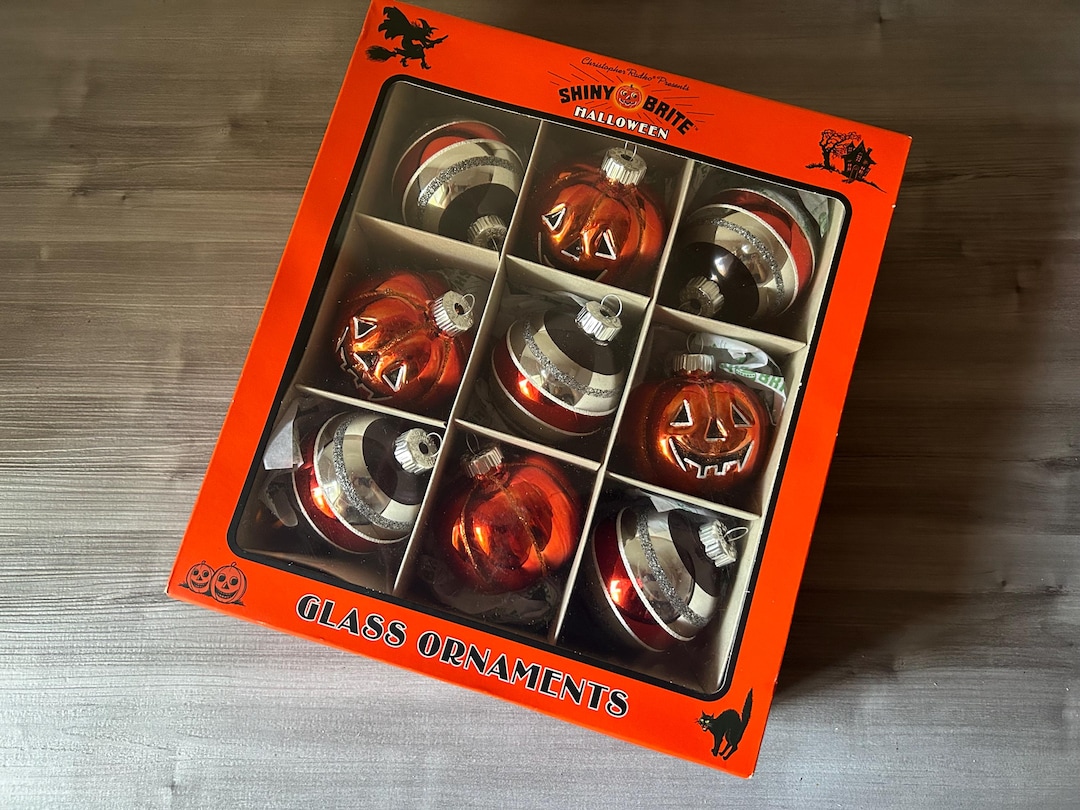 Christopher Radko Shiny Brite Halloween Set of 9 Decorated Rounds and ...