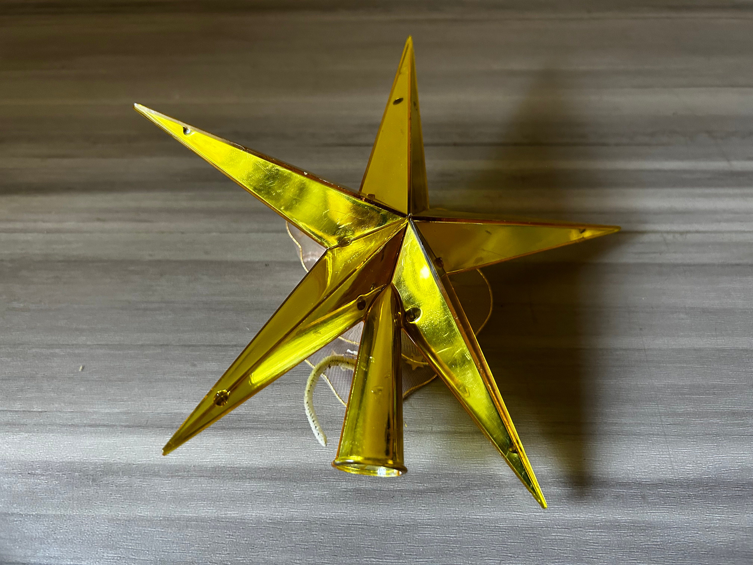 Vintage Jewelbrite Gold Star Angel Tree Topper, Unbreakable Jewel Brite ...