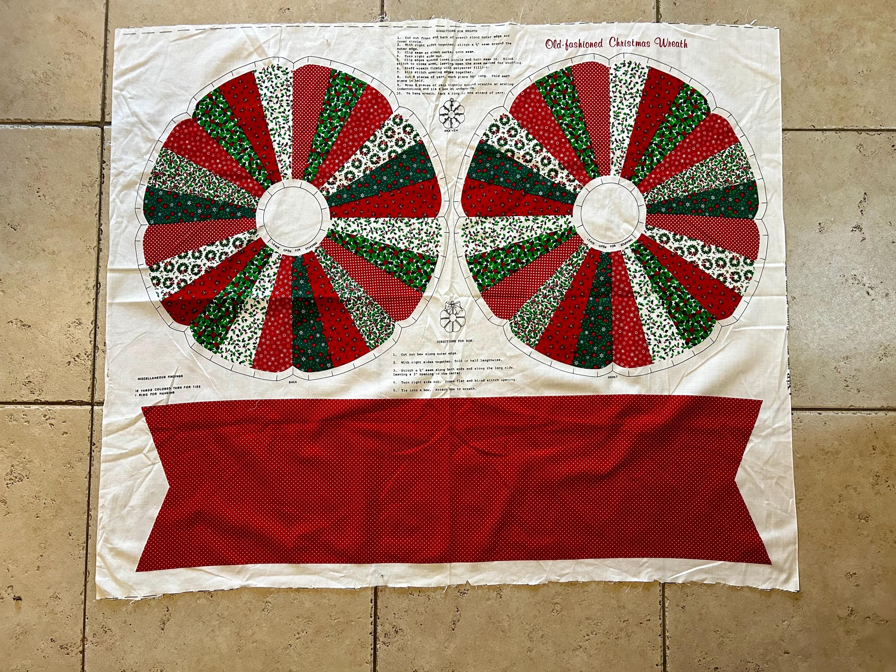 Vintage Christmas Cranston VIP Prints Christmas Wreath Fabric Panel ...