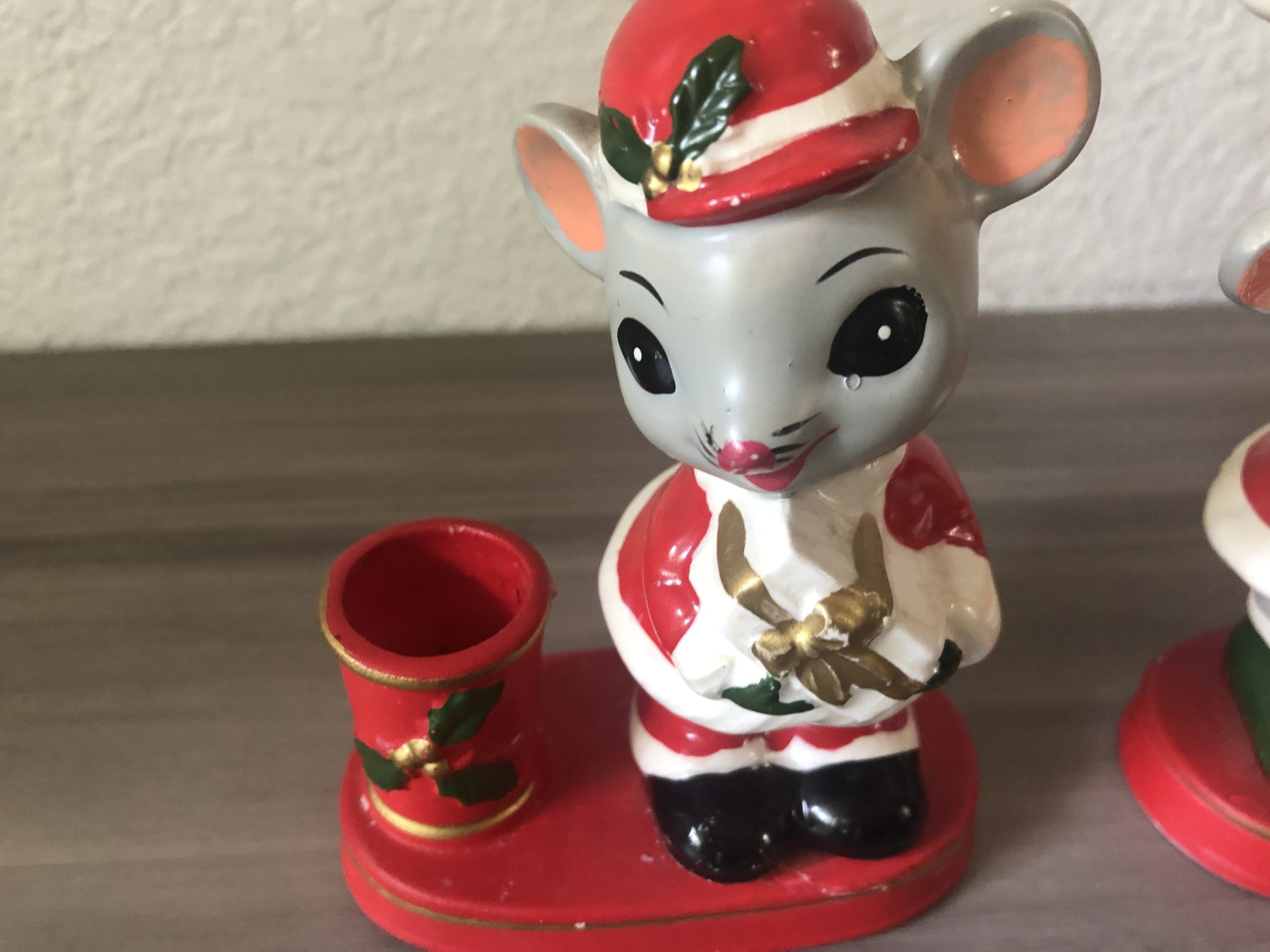 Vintage Christmas, Vintage Napcoware Christmas Candle Holders Mice Boy ...