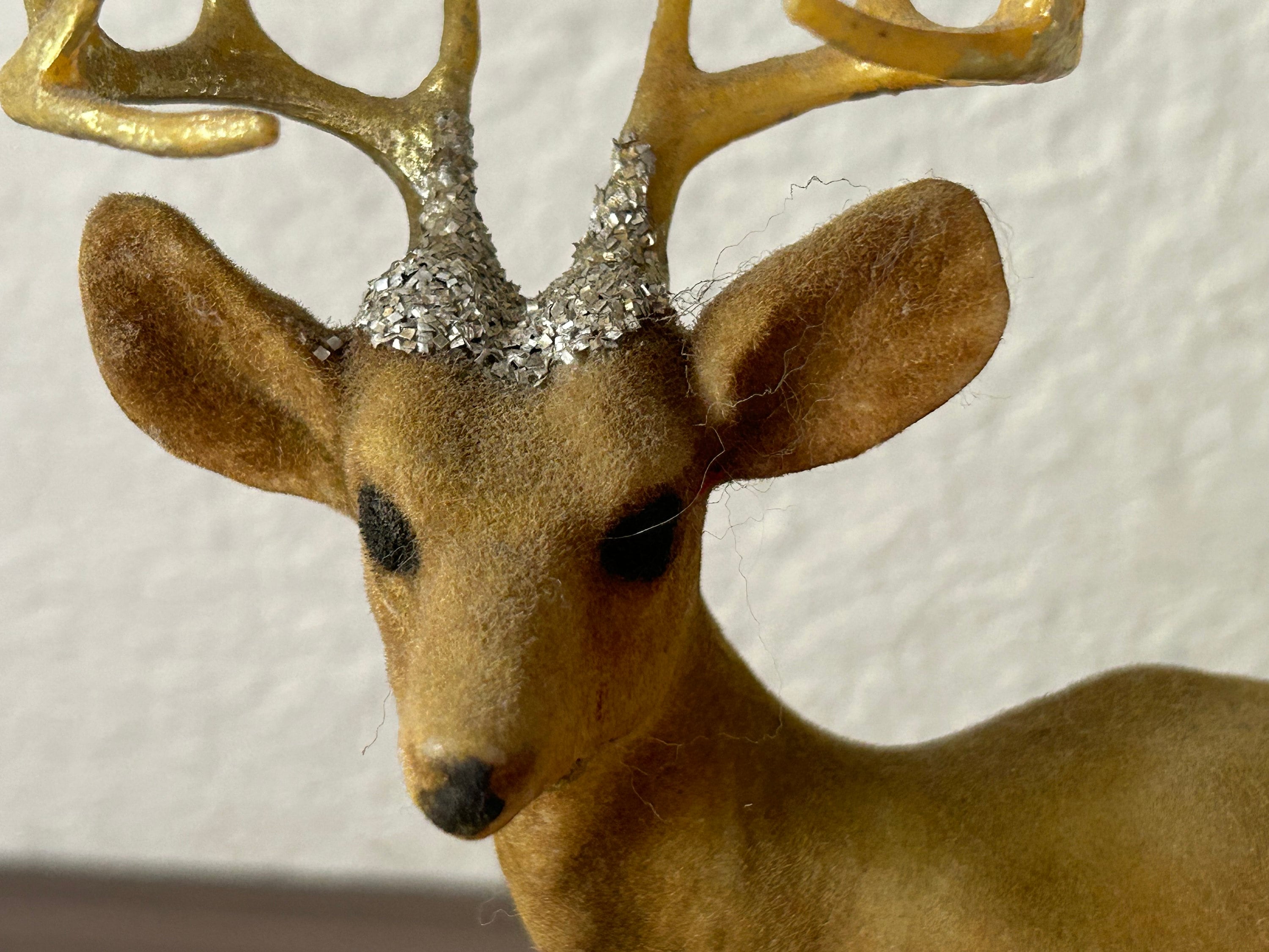 Vintage Flocked Plastic Deer With Antlers, Standing Buck Figurine ...