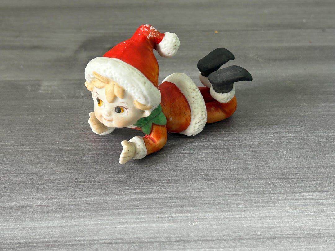 Vintage Ceramic Elf Figurine, Red Elf Pixie Figurine, Christmas Elf ...