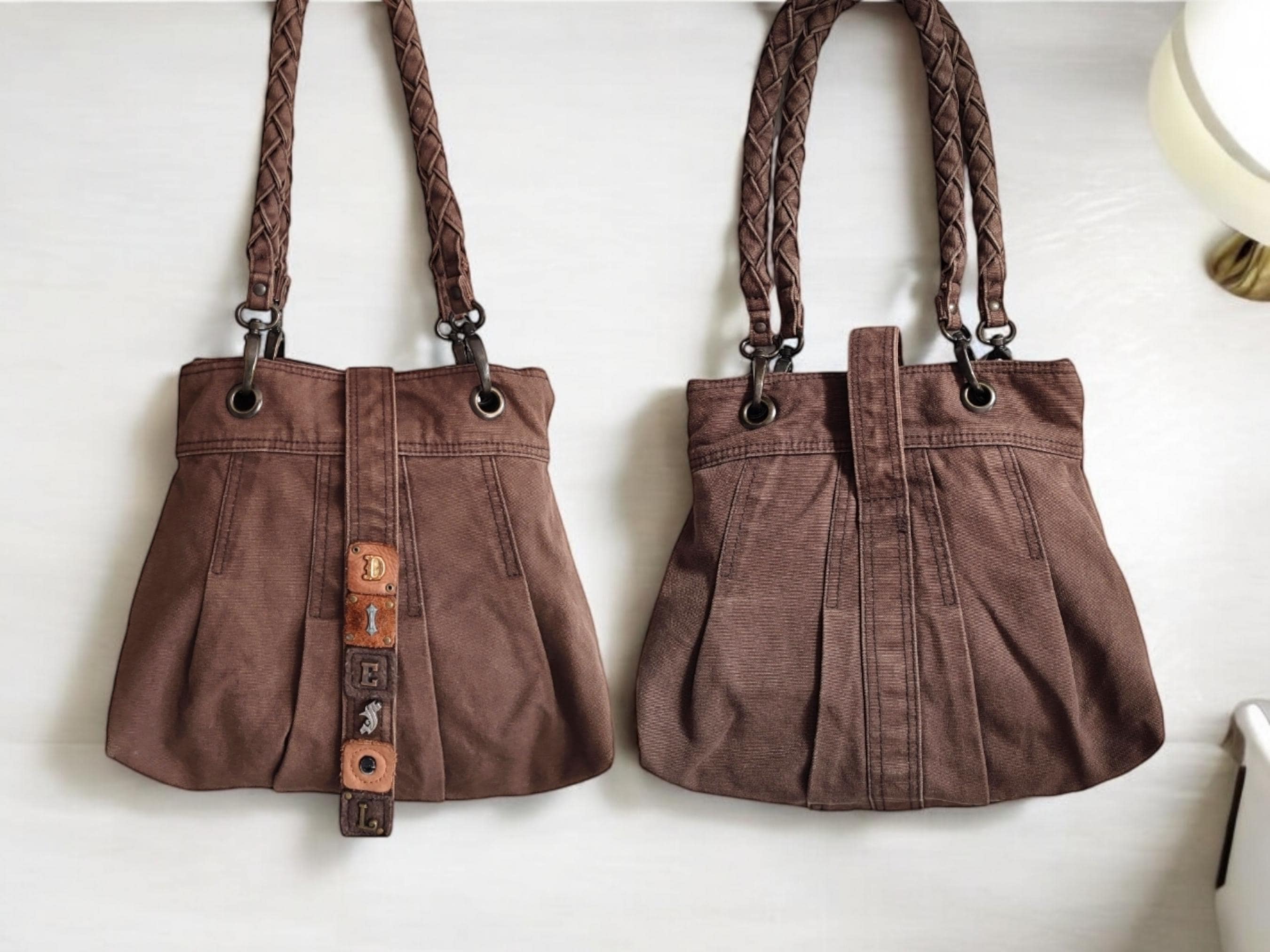 DIESEL Vintage Brown Shoulder Bag With Leather Logo, 00's DIESEL Vintage Brown Shoulder Bag With Leather Logo, 00's