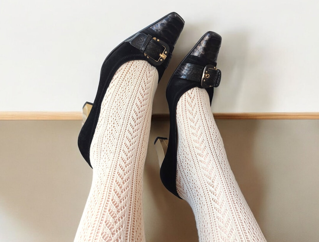 Vintage Italian Exclusive Pumps With Genuine Snakeskin Detail Buckled ...