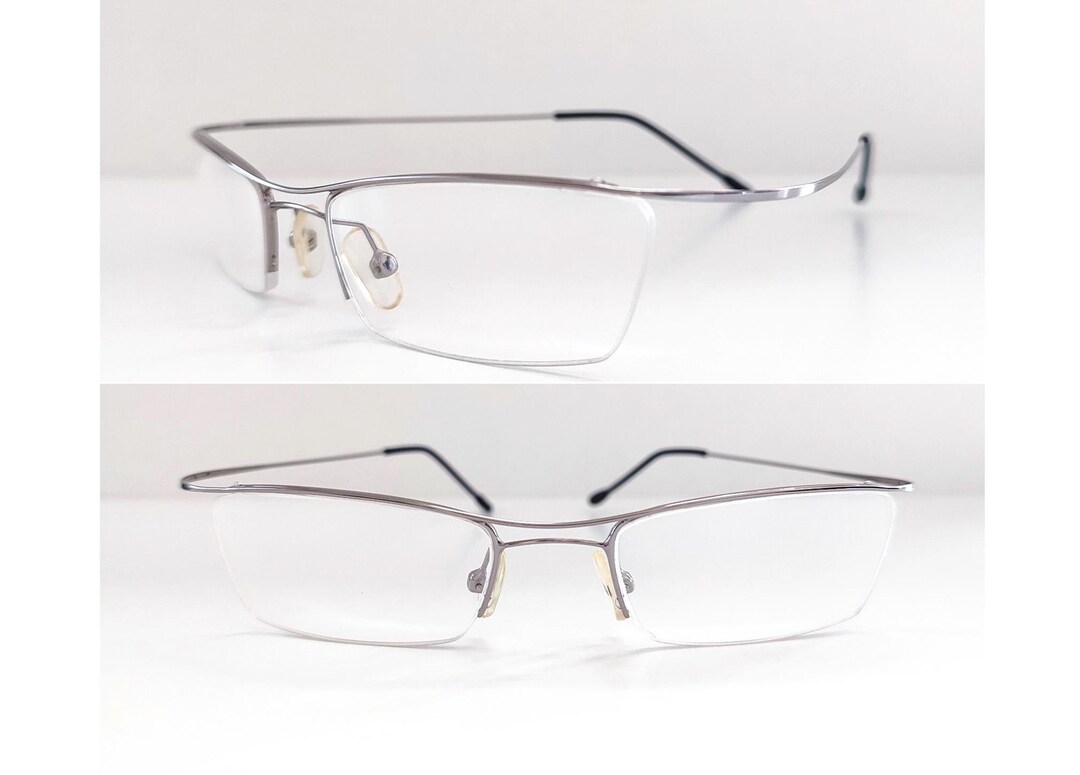 Vintage Titanium Rimless Eyewear Rectangular Optical Eyeglasses Frame ...