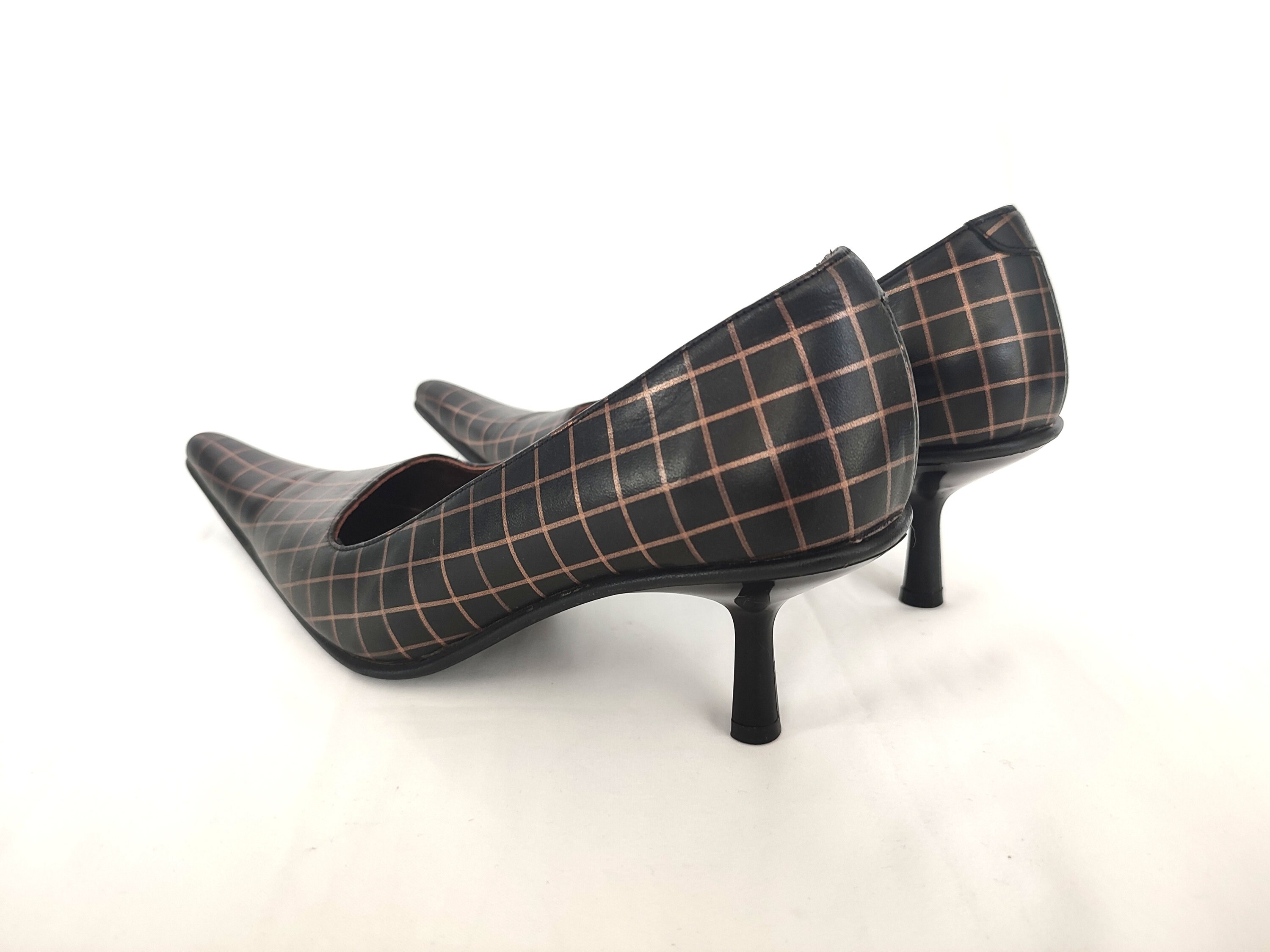 Vintage Pointed Toe Kitten Heel Pumps With Square Print 90's 00's Y2k ...