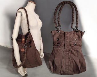 DIESEL Vintage Brown Shoulder Bag With Leather Logo, 00's DIESEL Vintage Brown Shoulder Bag With Leather Logo, 00's