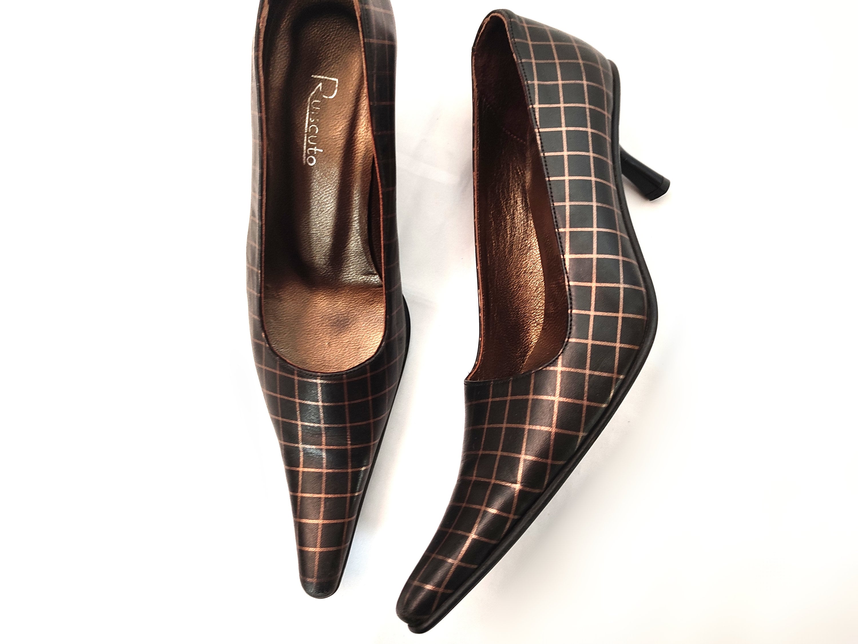 Vintage Pointed Toe Kitten Heel Pumps With Square Print 90's 00's Y2k ...