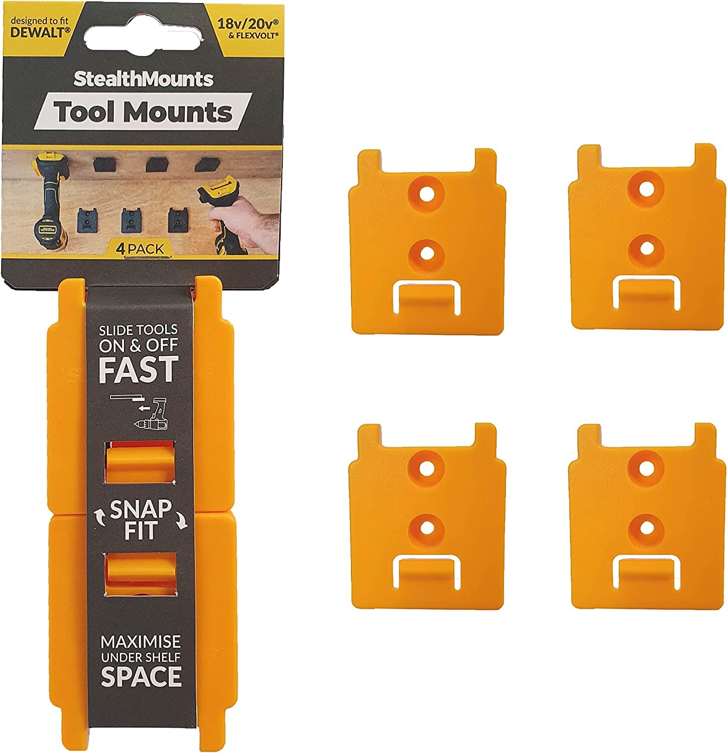 Dewalt Tool Holders Cordless Dewalt 20v Tool Mounts 4 Pack Yellow ...