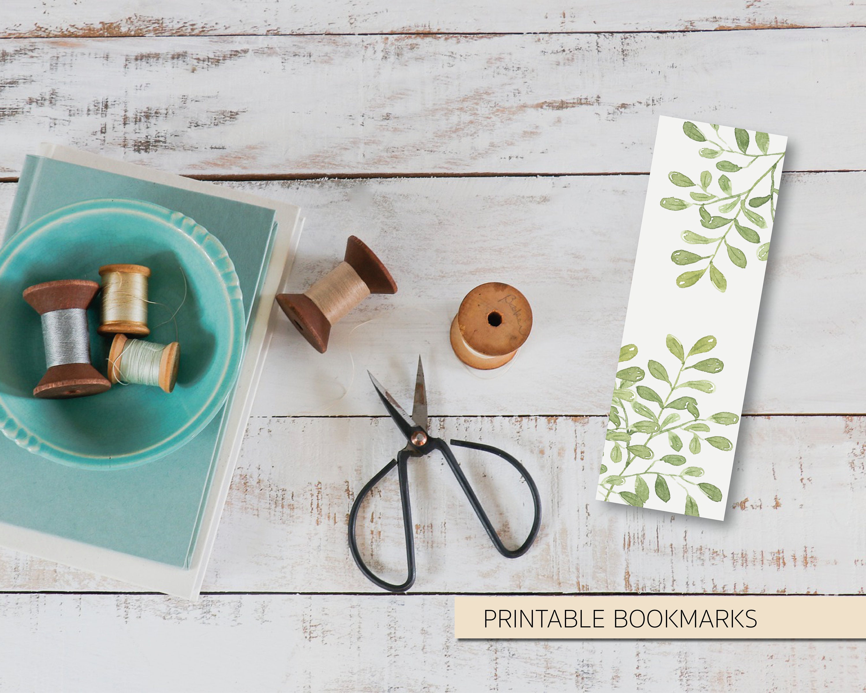 4 Printable Bookmarks Flowers Green | Set of 4 Flower Bookmarks | Plant ...