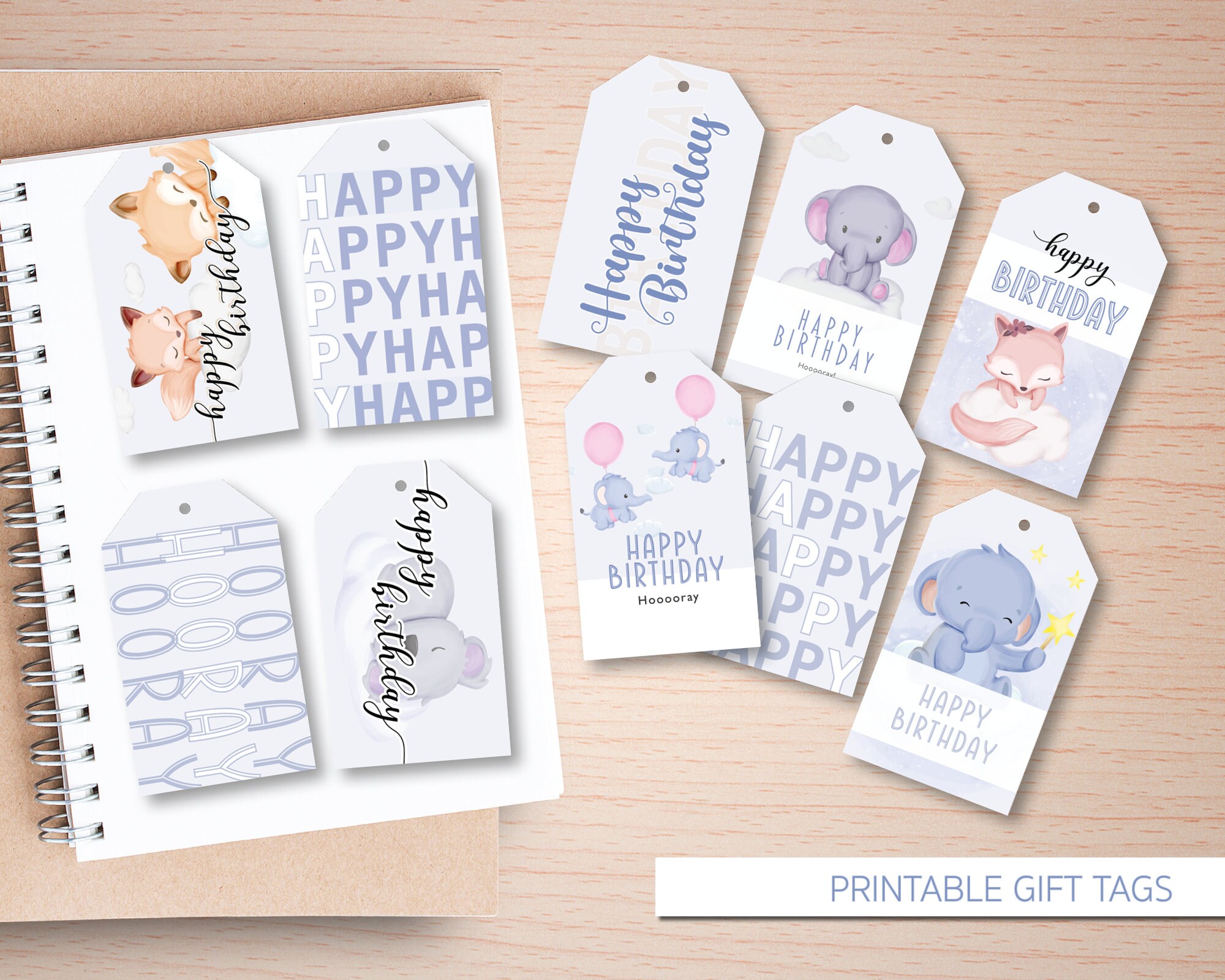 10 Cute Printable Birthday Gift Tags | Set of 10 Birthday Gift Tags ...