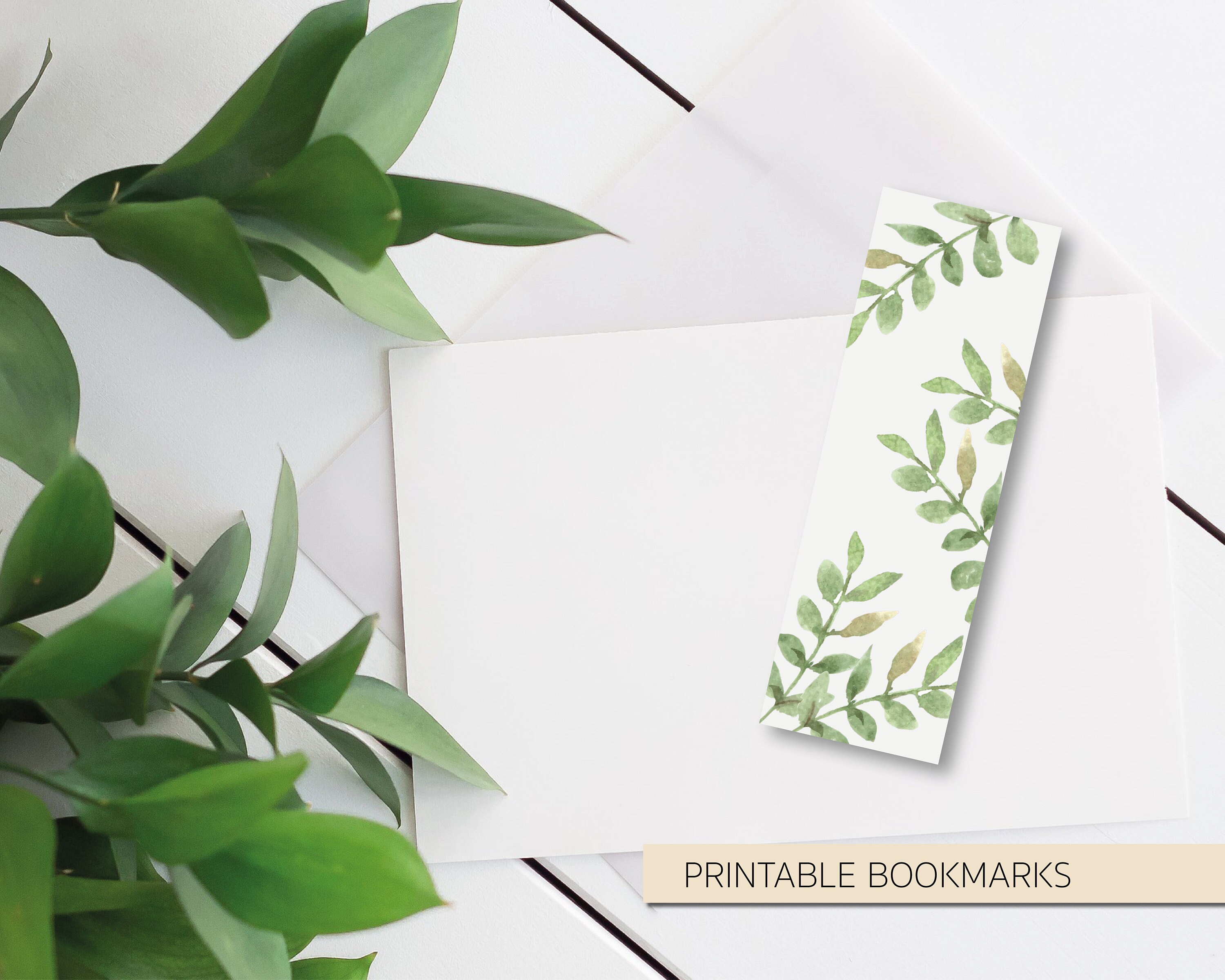 4 Printable Bookmarks Flowers Green | Set of 4 Flower Bookmarks | Plant ...