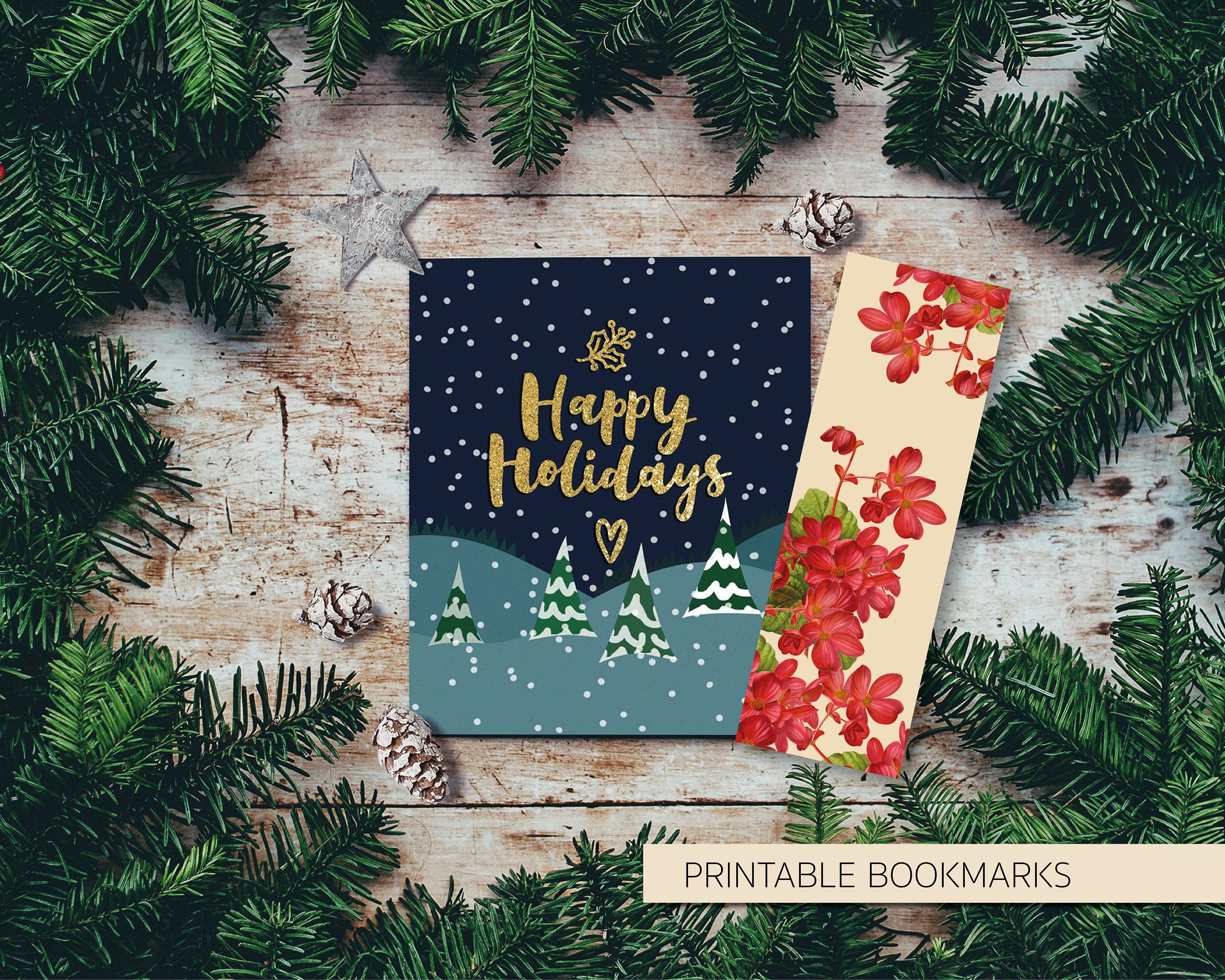 4 Printable Flower Bookmarks Red | Set of 4 Flower Bookmarks | Plant ...