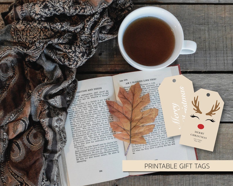 10 Printable Christmas Gift Tags Beige Set of 10 Holiday Gift Tags Gift ...