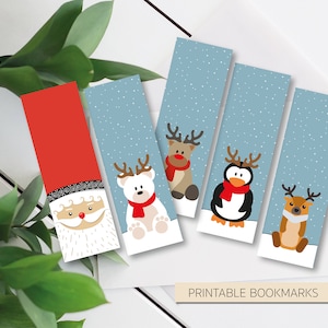 5 Printable Bookmarks Christmas | Set of 5 Winter Bookmarks | Christmas ...