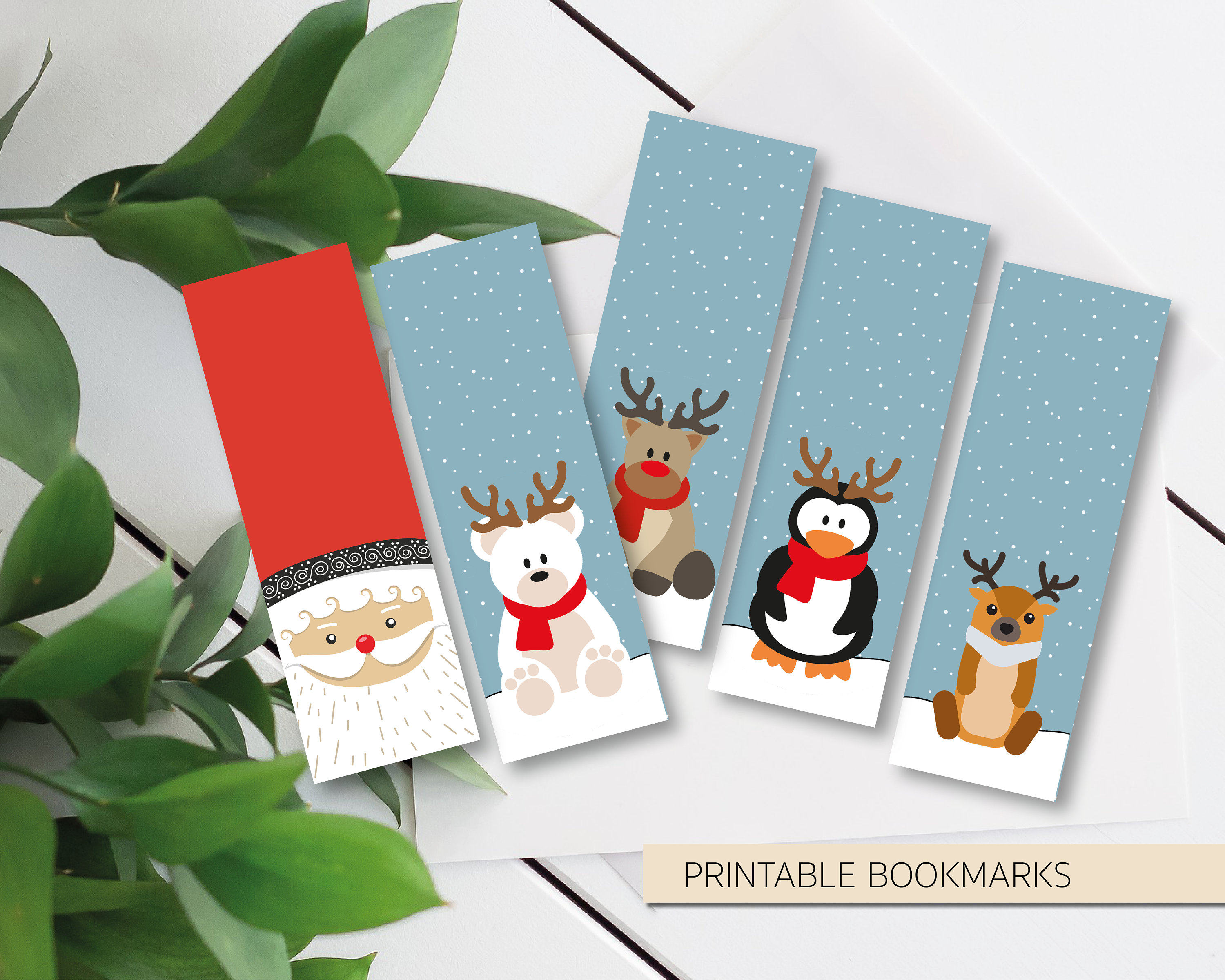 5 Printable Bookmarks Christmas | Set of 5 Winter Bookmarks | Christmas ...