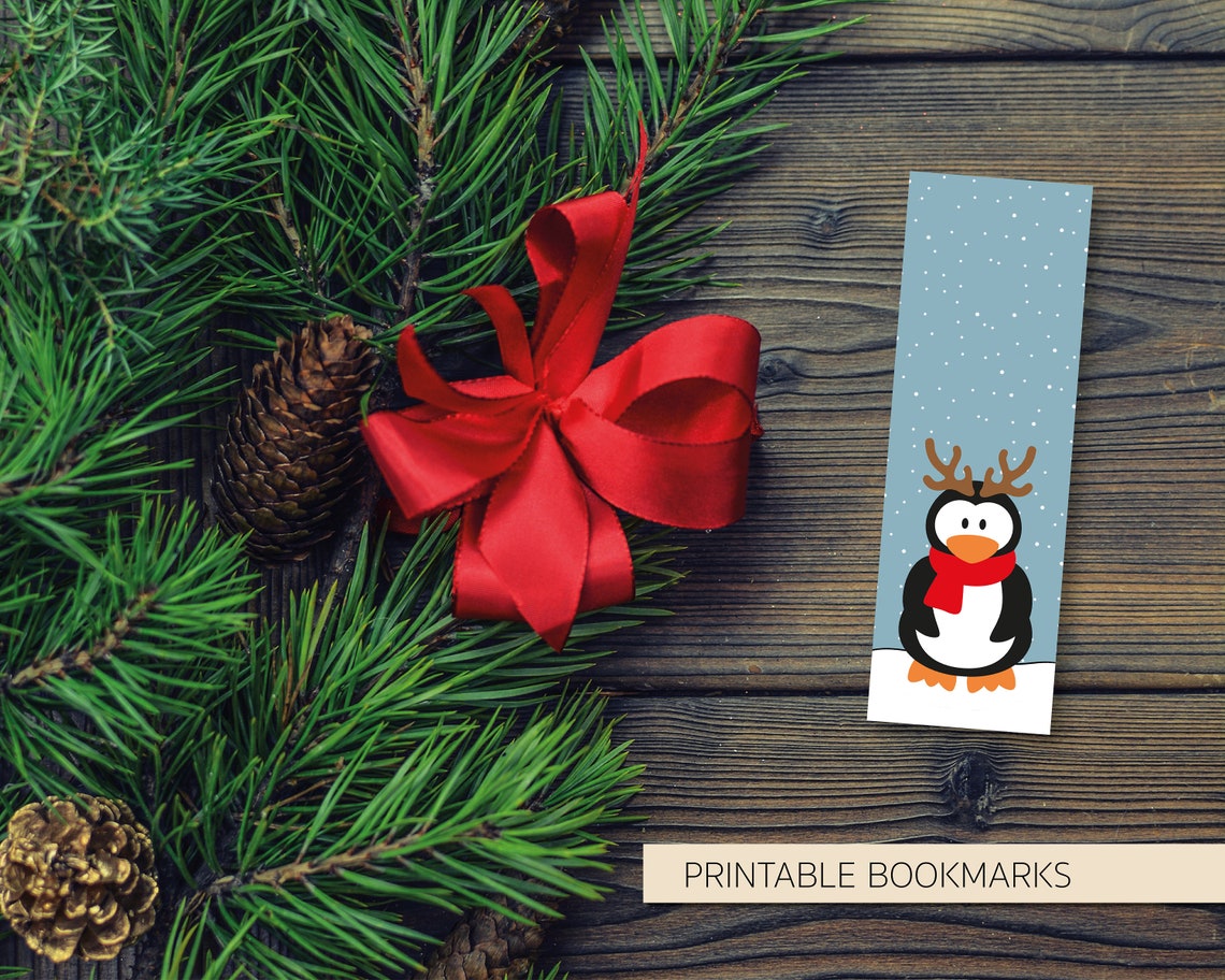 5 Printable Bookmarks Christmas | Set of 5 Winter Bookmarks | Christmas ...