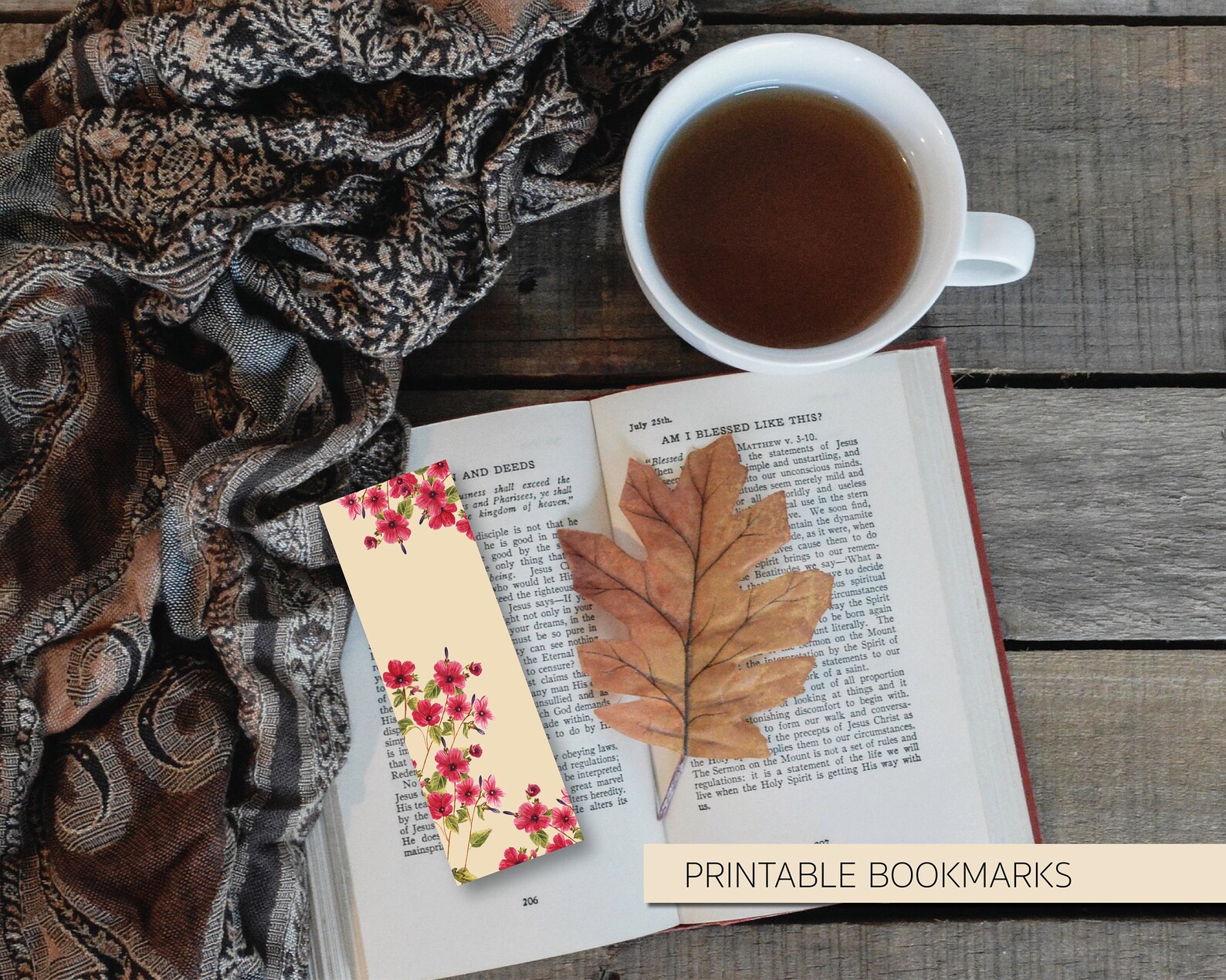 4 Printable Flower Bookmarks Red | Set of 4 Flower Bookmarks | Plant ...