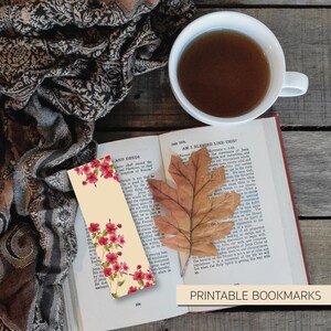 4 Printable Flower Bookmarks Red | Set of 4 Flower Bookmarks | Plant ...