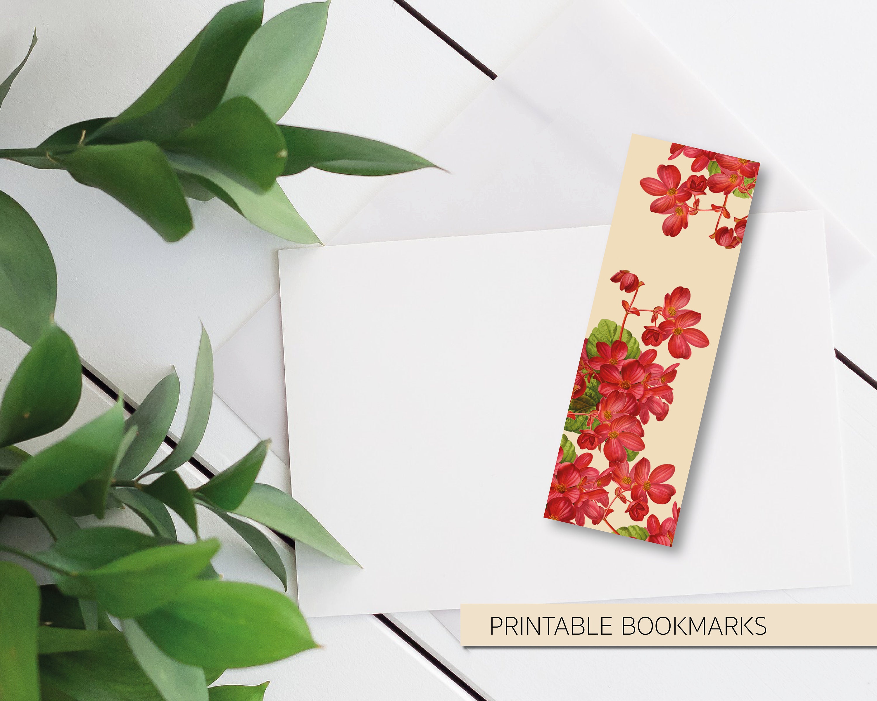 4 Printable Flower Bookmarks Red Set of 4 Flower Bookmarks Plant ...
