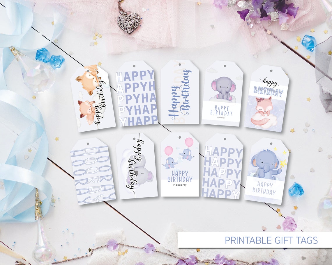 10 Cute Printable Birthday Gift Tags Set of 10 Birthday Gift - Etsy