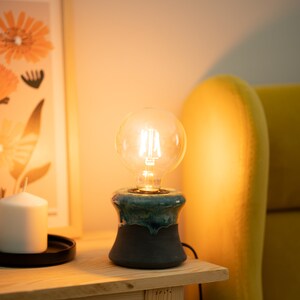 Yellow Ceramic Table Lamp, Pottery Bedside Night Light, Unique Small ...