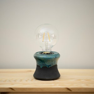 Yellow Ceramic Table Lamp, Pottery Bedside Night Light, Unique Small ...