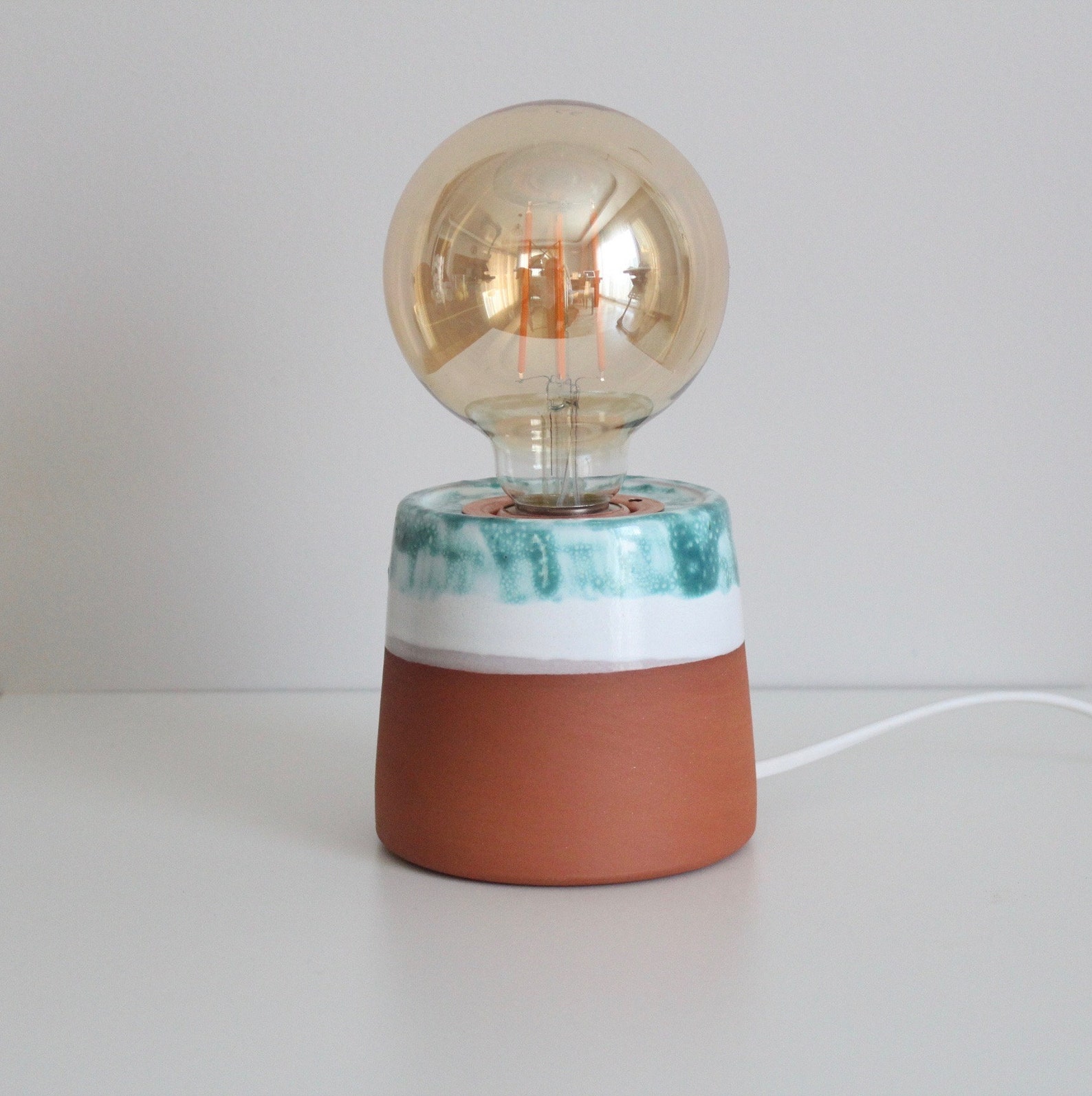 Red Ceramic Small Table Lamp Bedside Lighting Boho Desk - Etsy