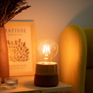 Yellow Ceramic Table Lamp, Pottery Bedside Night Light, Unique Small ...