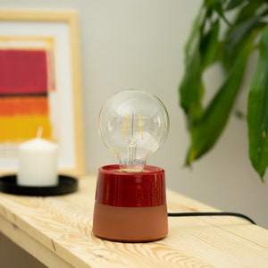 Yellow Ceramic Table Lamp, Pottery Bedside Night Light, Unique Small ...