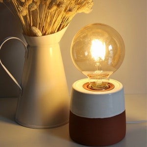 Yellow Ceramic Table Lamp, Pottery Bedside Night Light, Unique Small ...