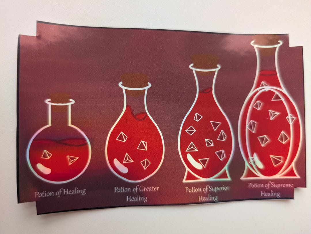 Dnd Healing Potions Holographic Vinyl Sticker - Etsy